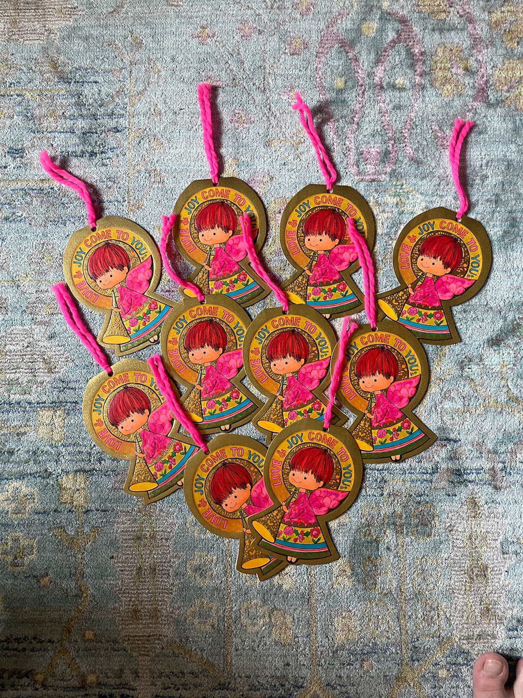 Vintage Hallmark Angel Christmas Cards With Pink Yarn - Etsy