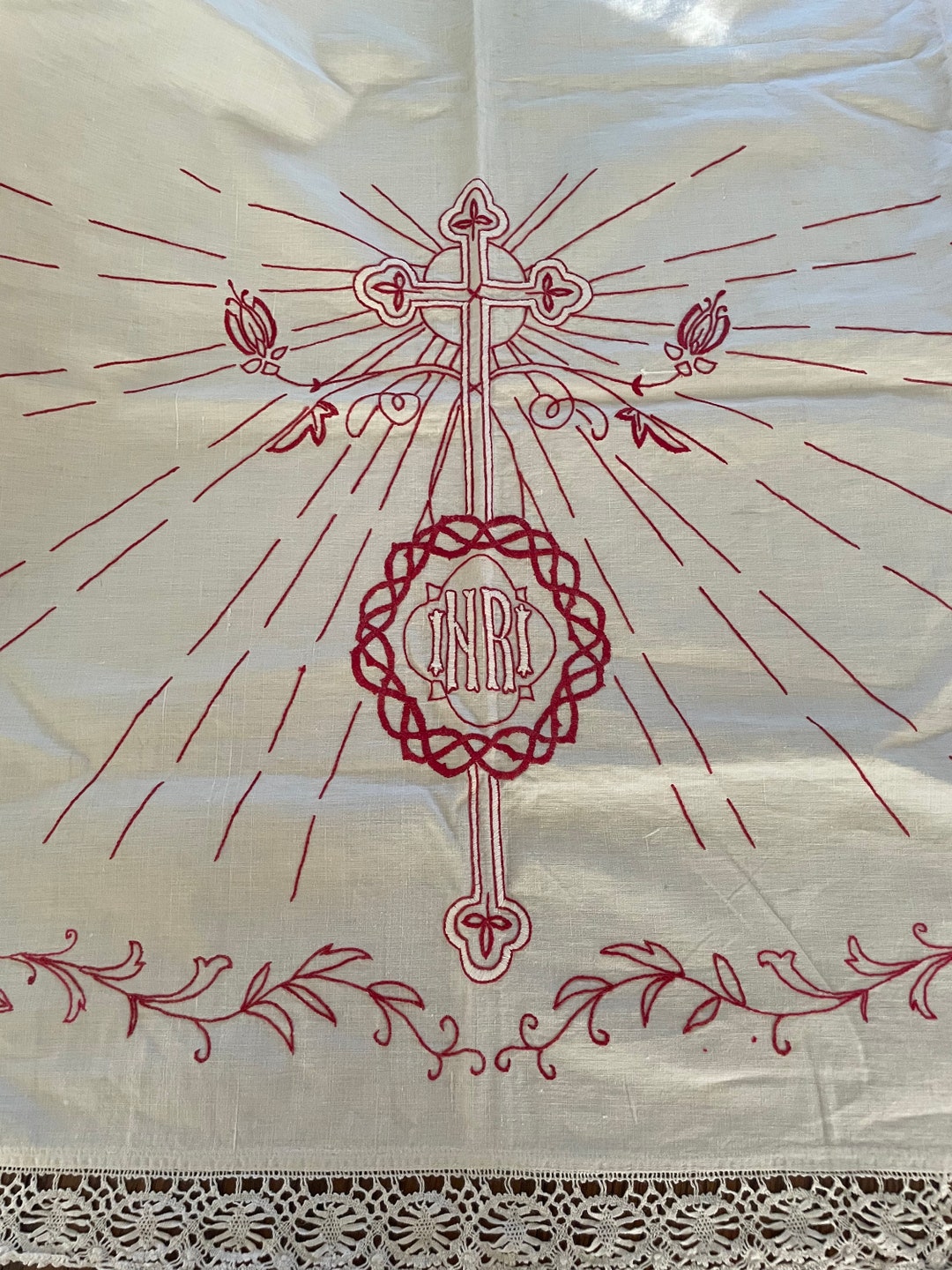 Antique Redwork Embroidery Altar Cloth - Etsy