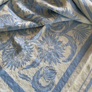 Vintage Cornflower Blue Damask Tablecloth - Etsy