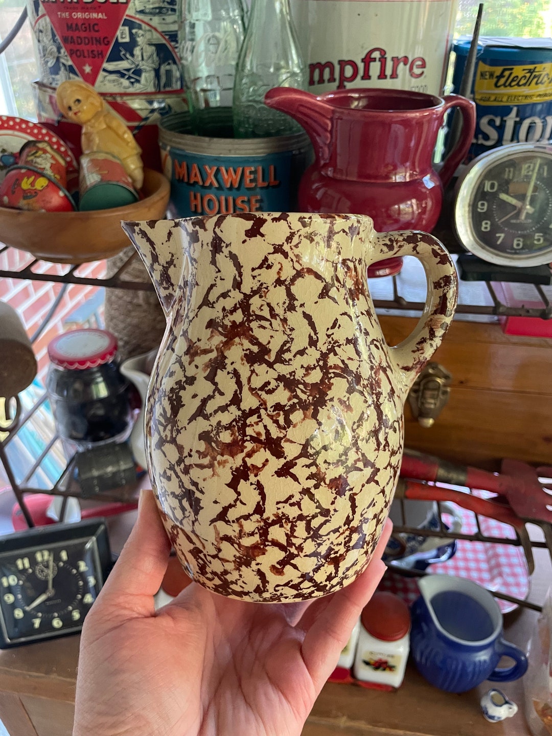 Roseville Pottery Rust Sponge Pitcher - Etsy