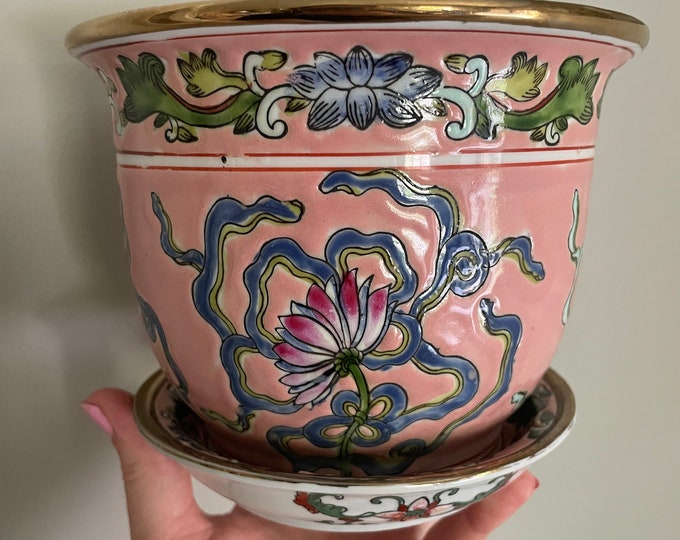 Pink Chinoiserie Cachepot Planter Pot - Etsy