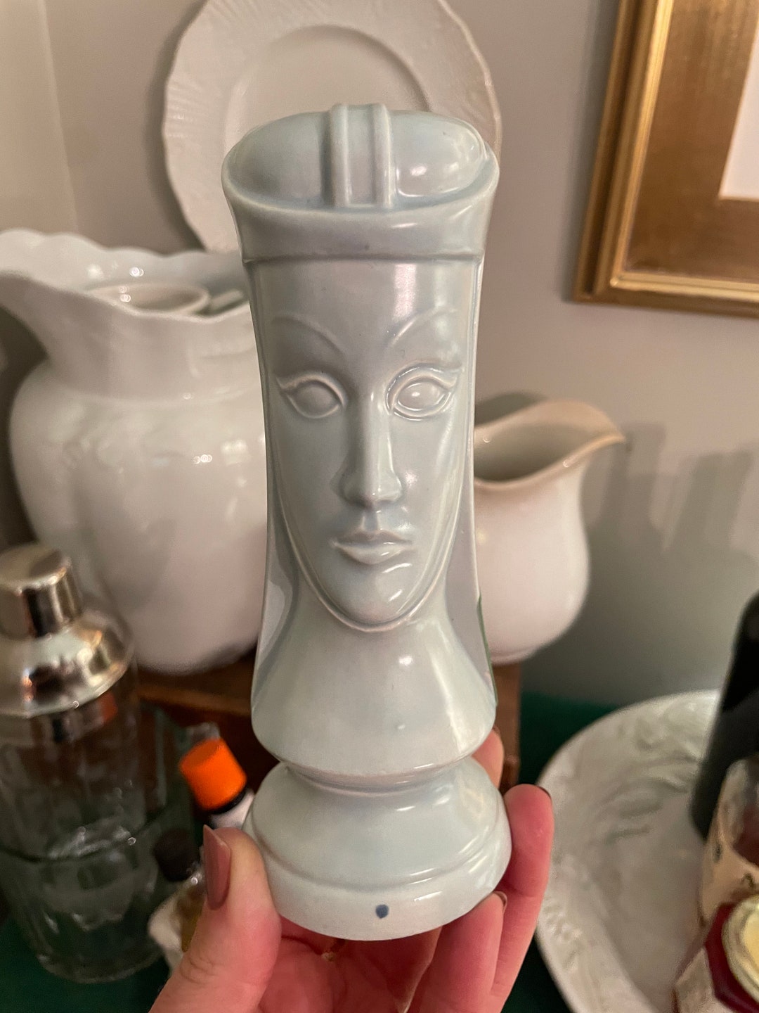Mid Century Pale Blue Queen Chess Piece-large - Etsy