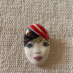 Vintage Hand Painted Face Pin - Etsy