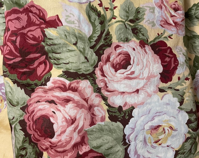 Vintage Ralph Lauren Yellow Cabbage Rose Bedding Set- Full Queen Duvet ...