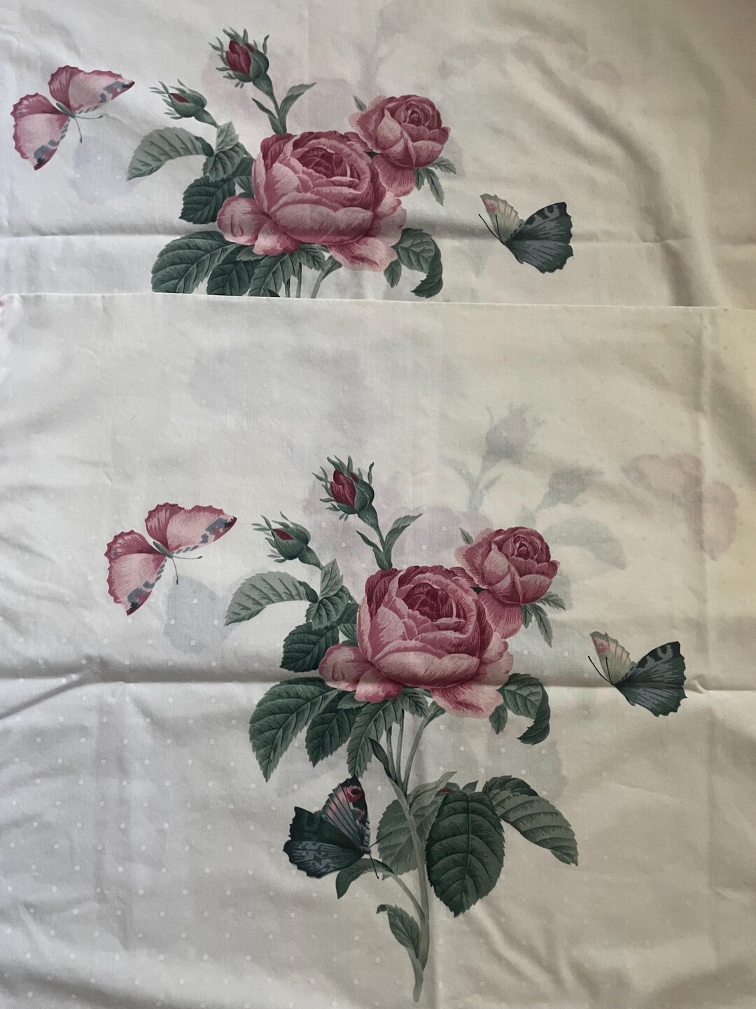 Vintage Westpoint Stevens Rose and Butterfly Pointelle Standard ...