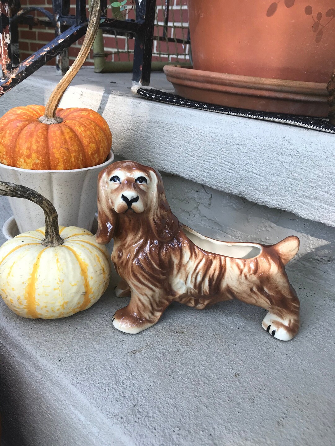 Large Vintage Spaniel Dog Planter - Etsy