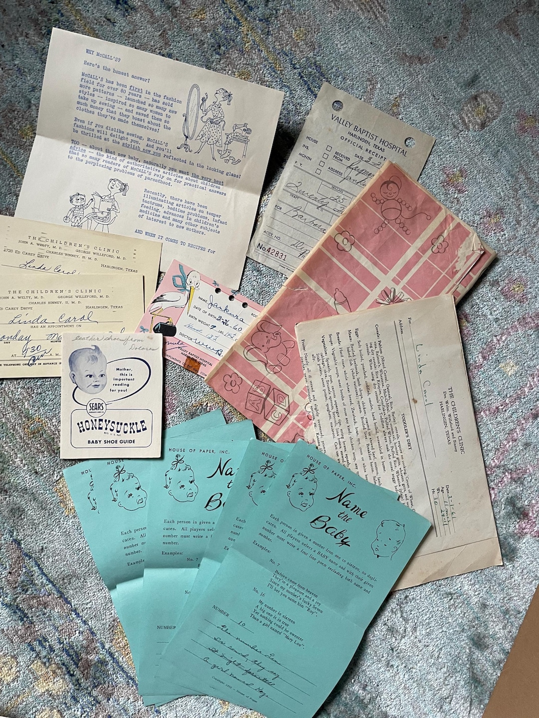 Vintage 1961 New Baby Hospital Paperwork Wrapping Paper - Etsy