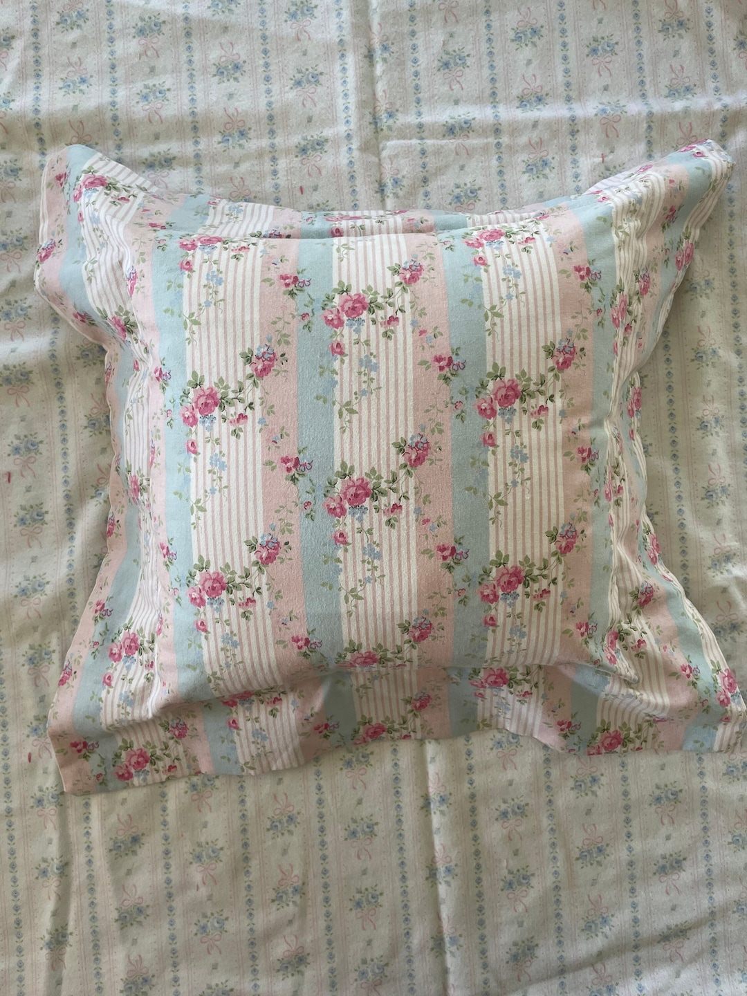 Laura Ashley Shabby Chic Pink, Blue, and White Stripe and Floral ...
