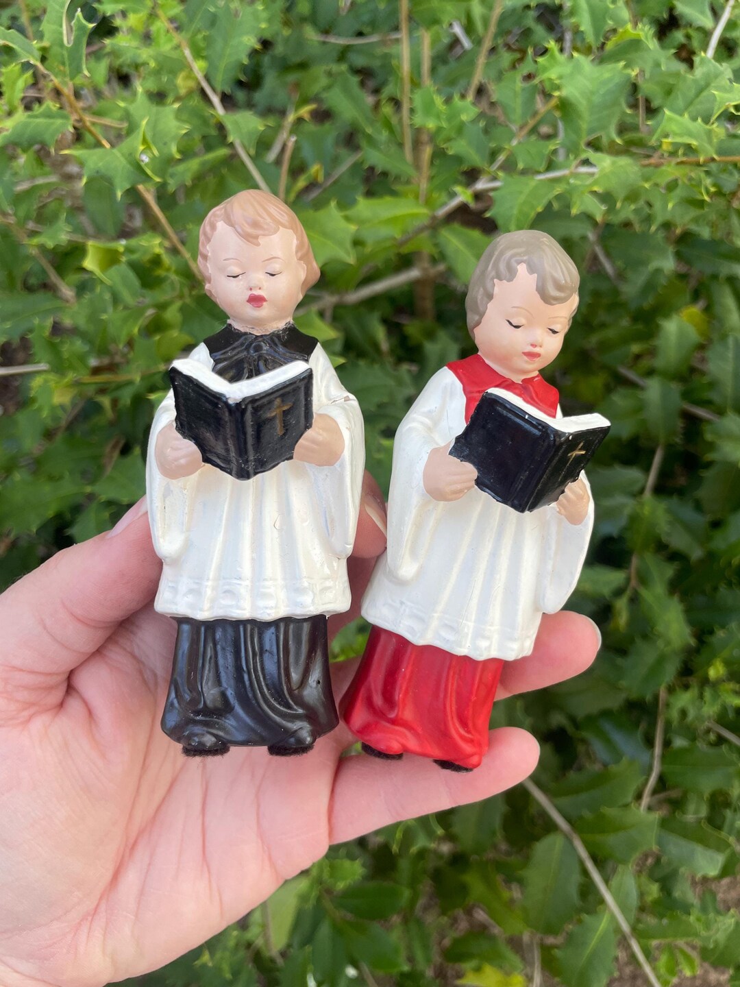 Vintage 1950s Pair of Paper Mache Composite German Choir Boy Figurines ...