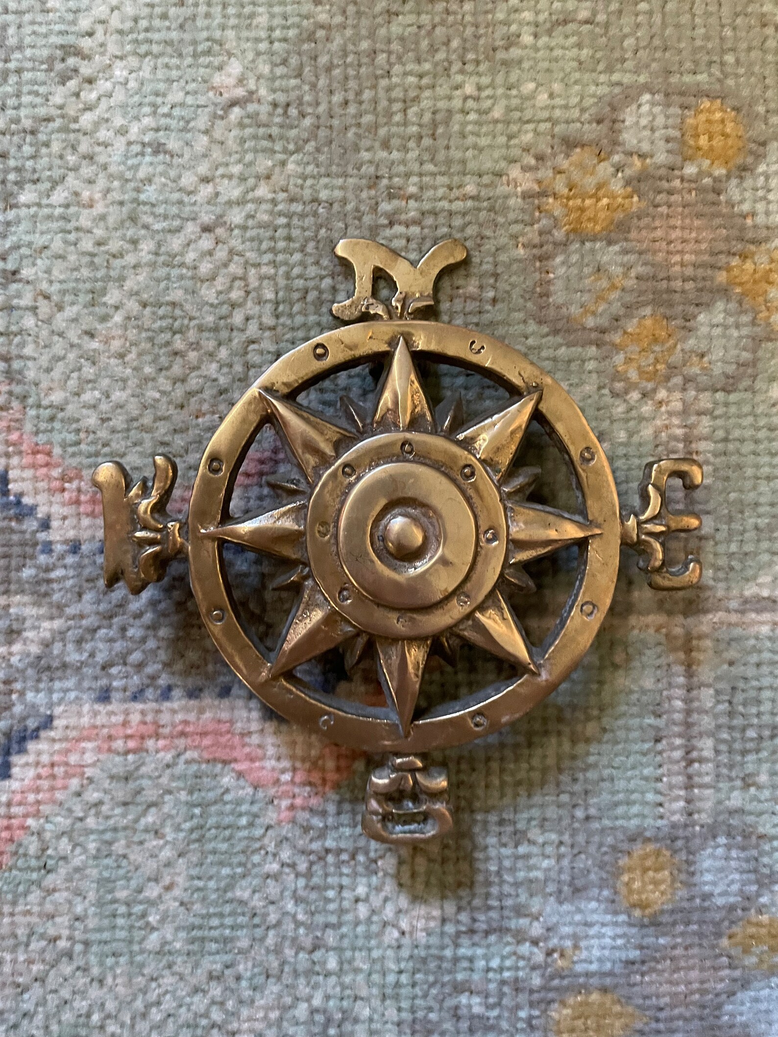 Vintage Brass Compass Door Knocker - Etsy