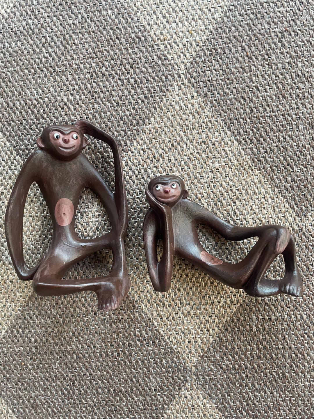 Mid Century Modernist Arnel’s Custom Painted Monkey Pottery Sculptures - Etsy