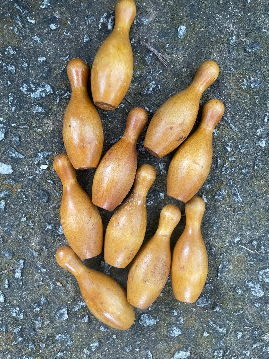Vintage Mini Wooden Bowling Pins-10 Pieces - Etsy