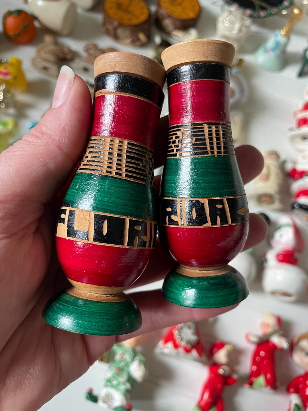 Vintage Hand Carved and Painted Mexican Florida Salt and Pepper Shaker ...