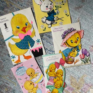Vintage Easter Chick and Bunny Greeting Cards - Etsy