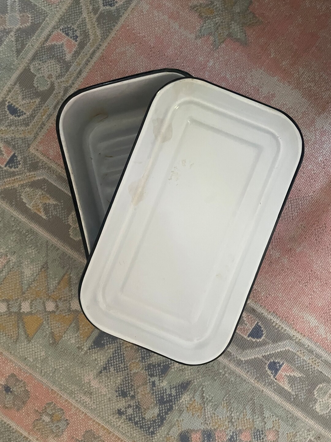 Vintage White and Black Enamelware Refrigerator Box-14.25 - Etsy