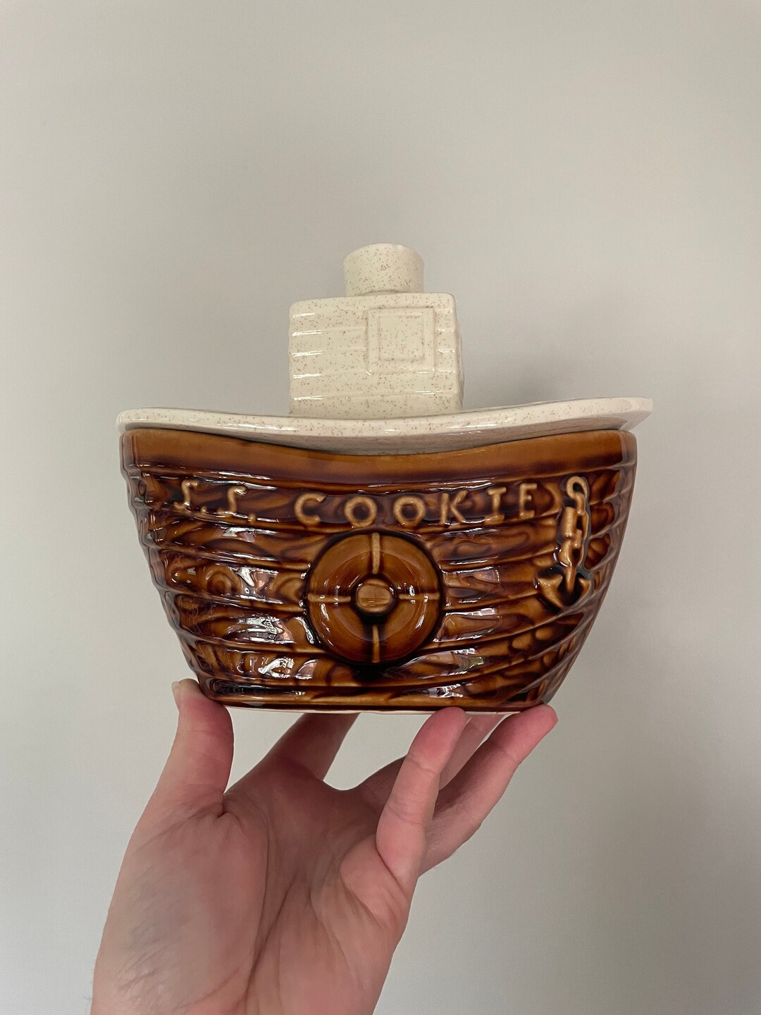 Vintage USA Pottery Tugboat Cookie Jar - Etsy