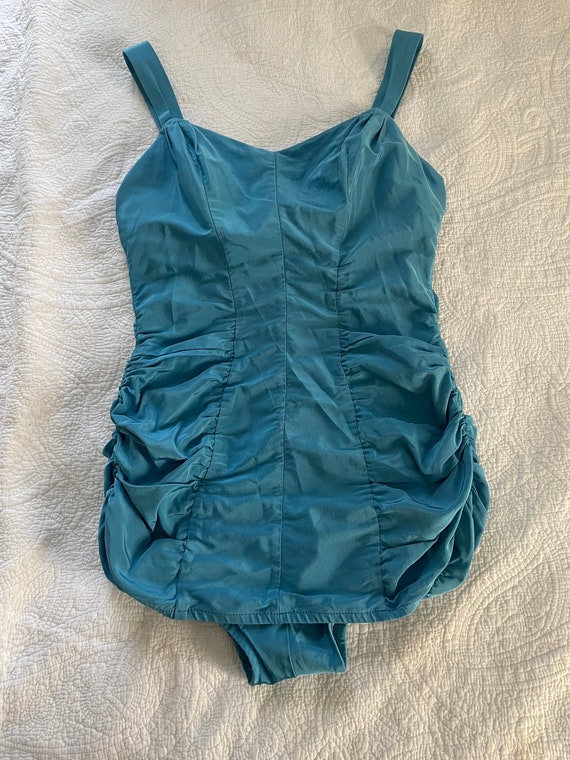 1950’s Rosa Marie Reid blue ruched women’s swimsuit - Gem