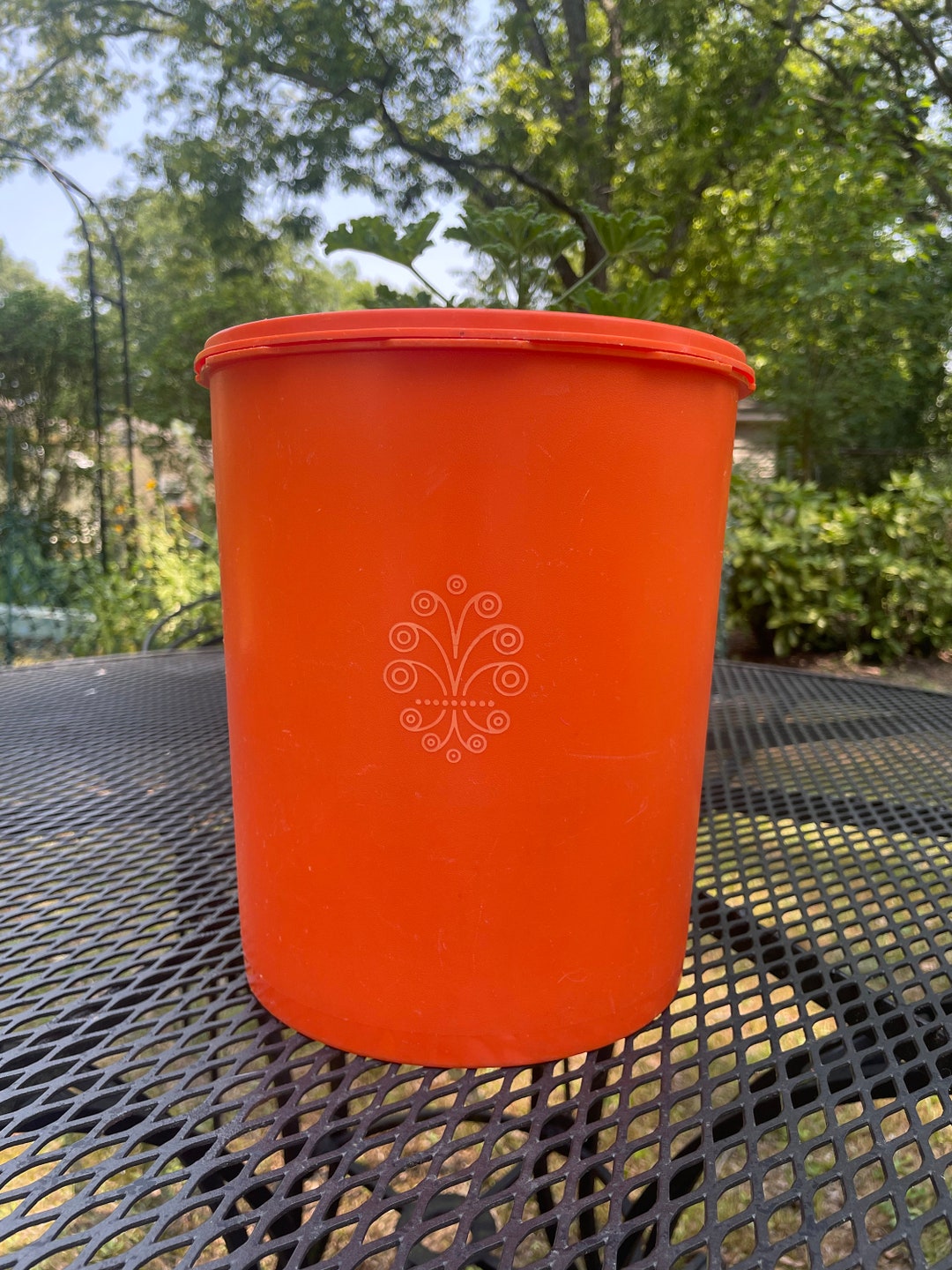 Vintage Orange Tupperware Storage Container - Etsy