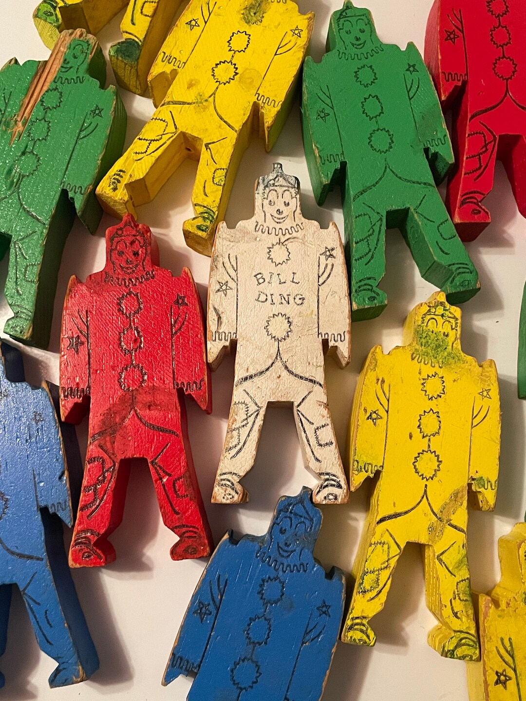 Vintage Bill Ding Wooden Clown Stacking Toys-12 Pieces - Etsy