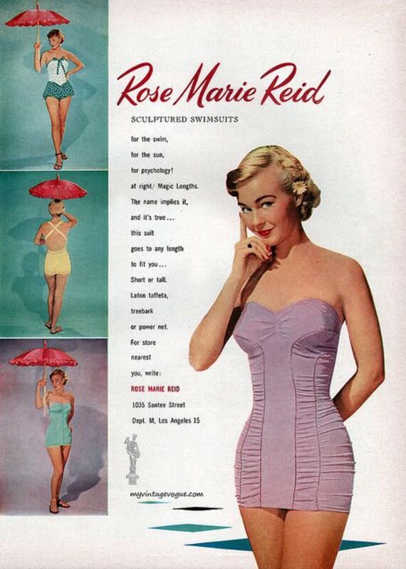 1950’s Rosa Marie Reid blue ruched women’s swimsuit - Gem
