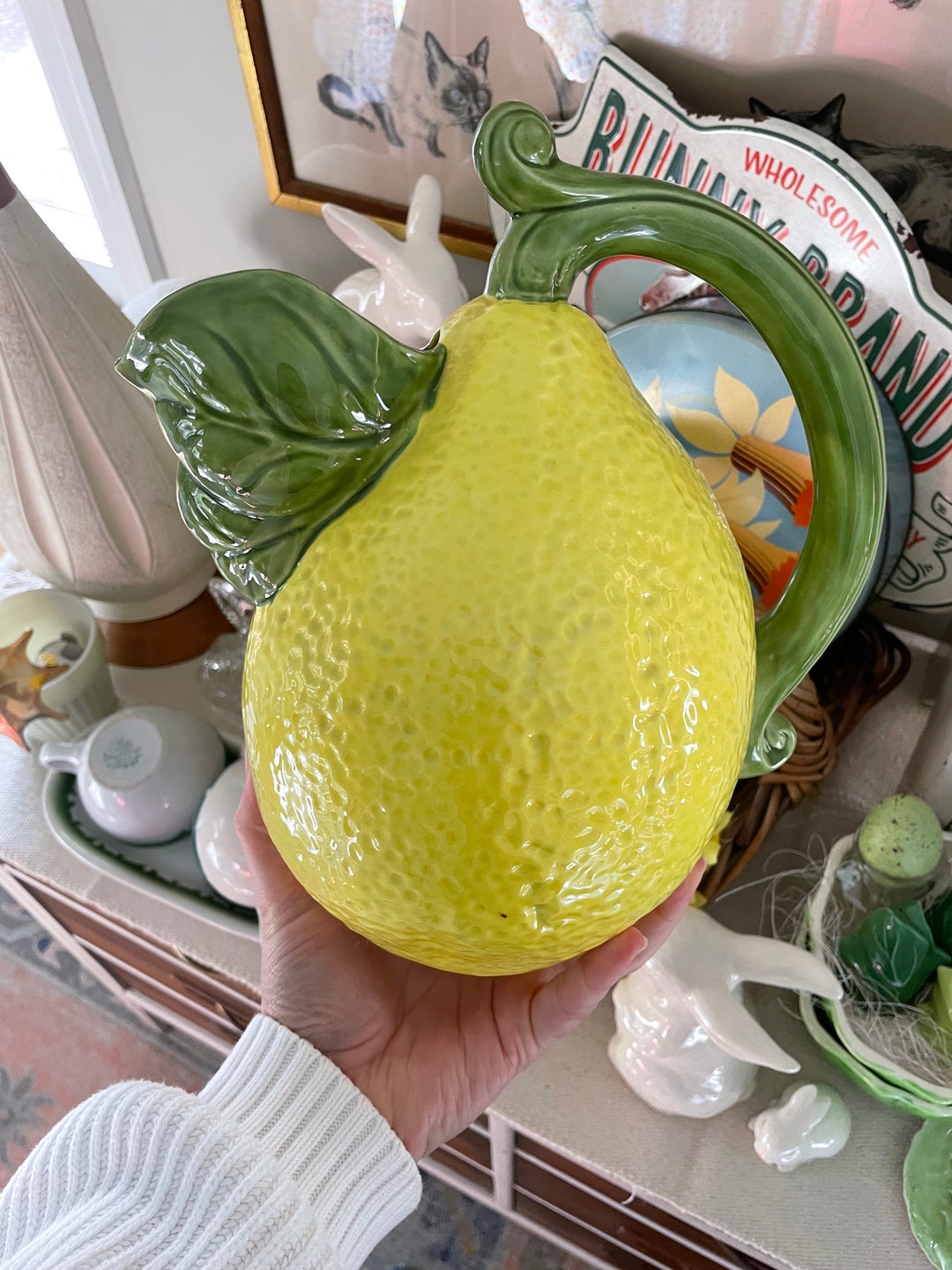 Vintage Lemon Citrus Pottery Pitcher - Etsy