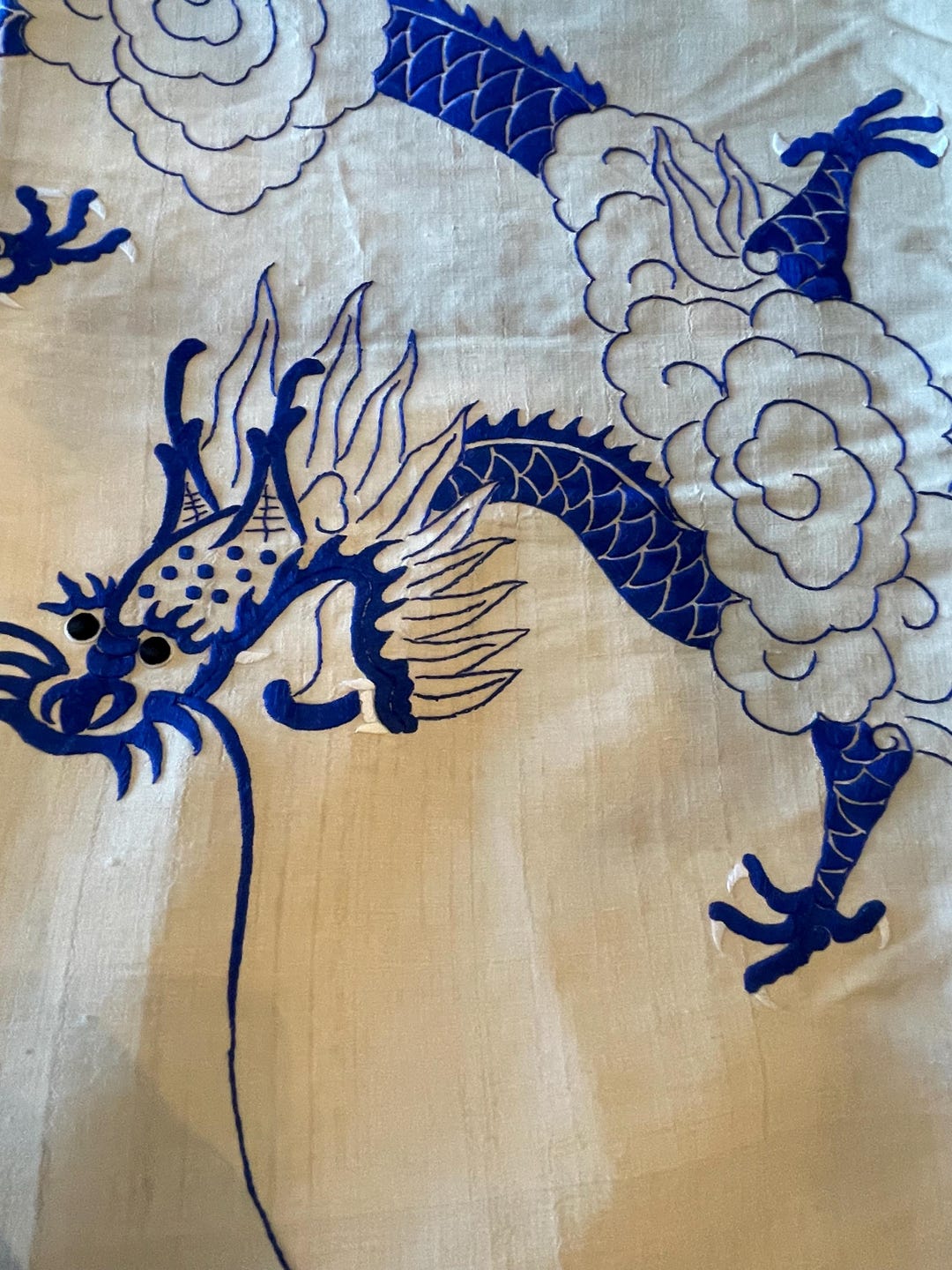 Mid Century Chinese Dragon Silk Embroidered Tablecloth - Etsy