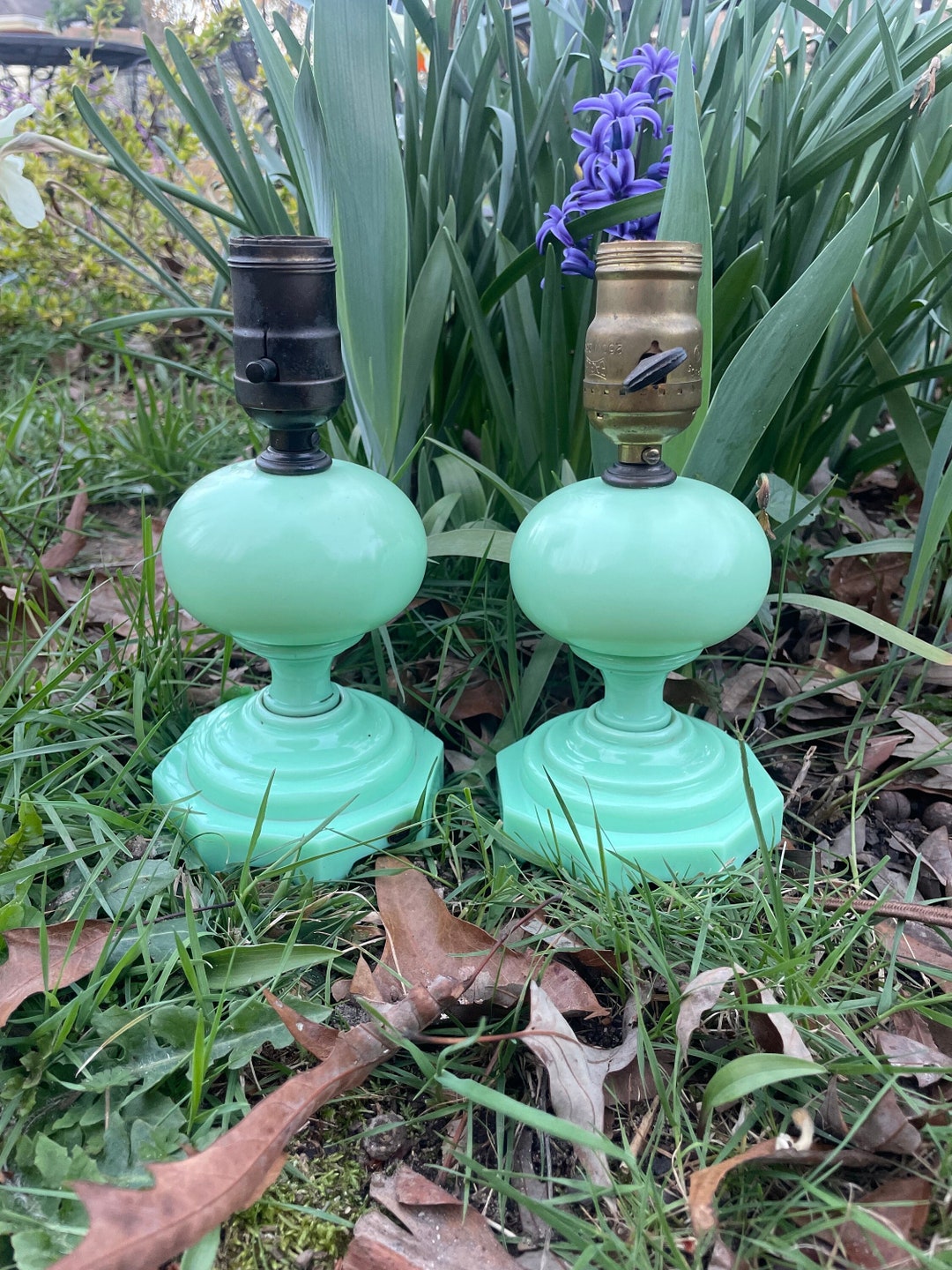 Vintage Jefferson Glass Jadeite Boudoir Lamps-pair - Etsy