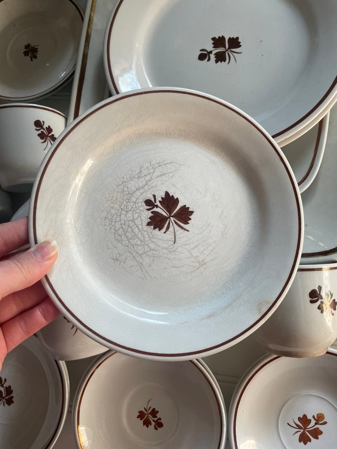 Antique Ironstone Luster Copper Tea Leaf Plate - Etsy