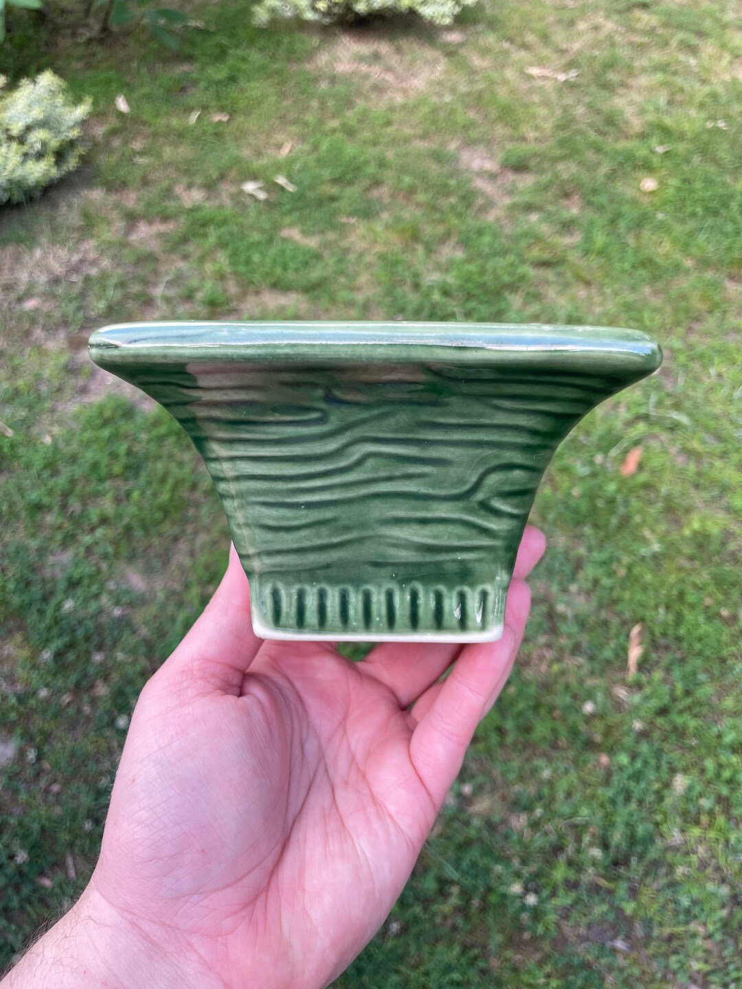 MCM Colonial Pottery Green Square - Etsy