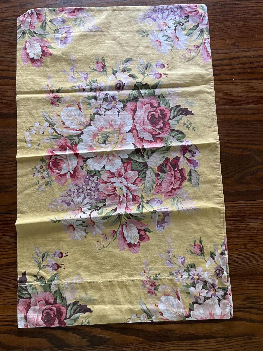 Vintage Ralph Lauren Yellow Cabbage Rose Standard Pillowcase - Etsy