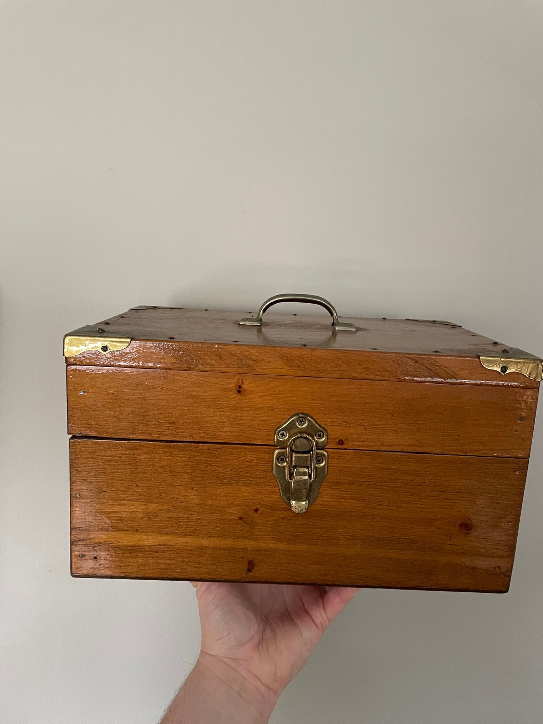Vintage Handmade Wood and Brass Box - Etsy