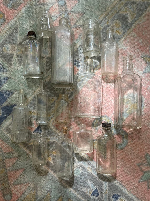 Vintage Clear Glass Bottles 14 Pieces Etsy