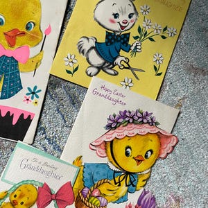 Vintage Easter Chick and Bunny Greeting Cards - Etsy