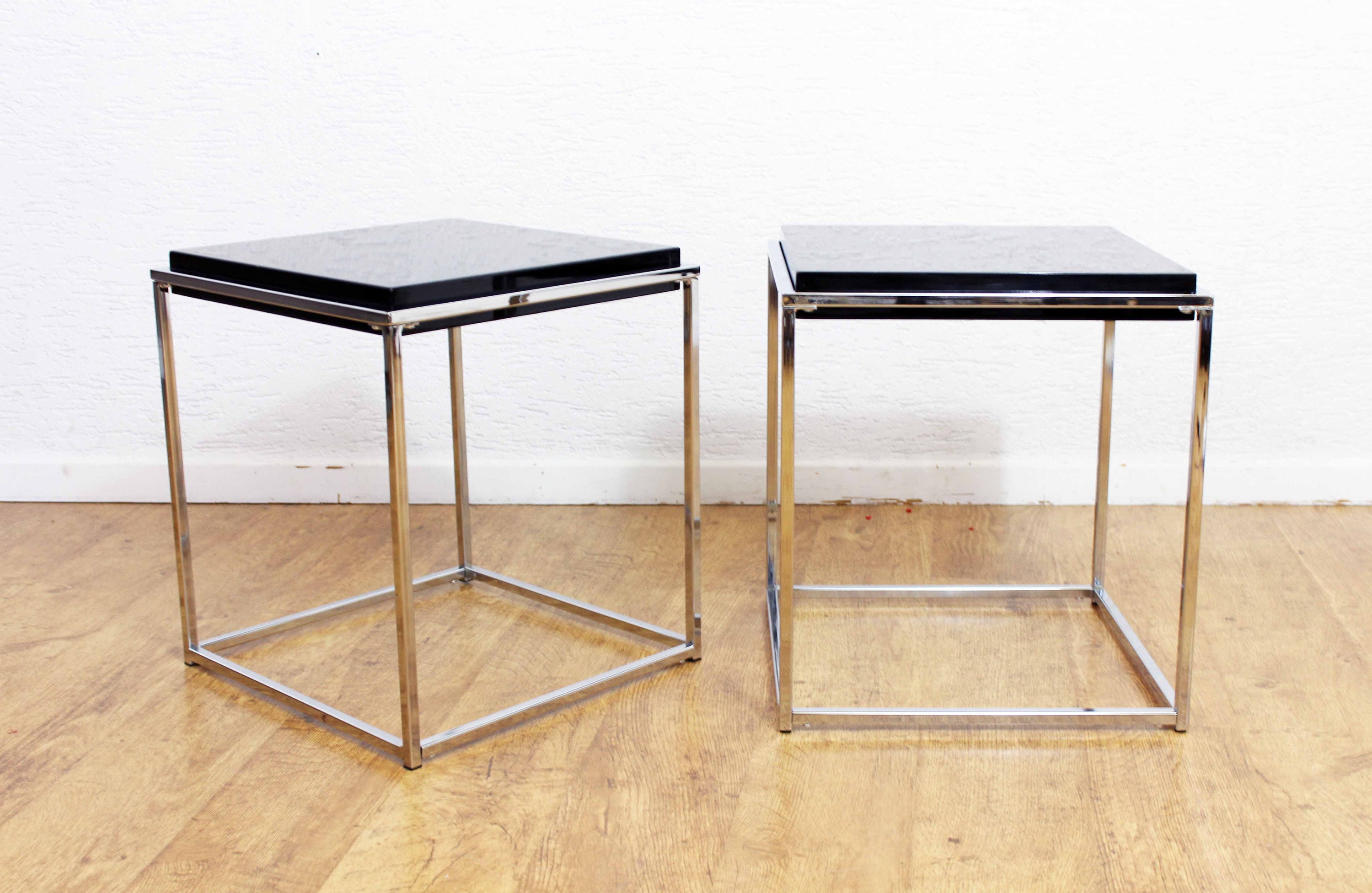 Pair of Modular Side Tables in Chromed Metal 80s - Etsy