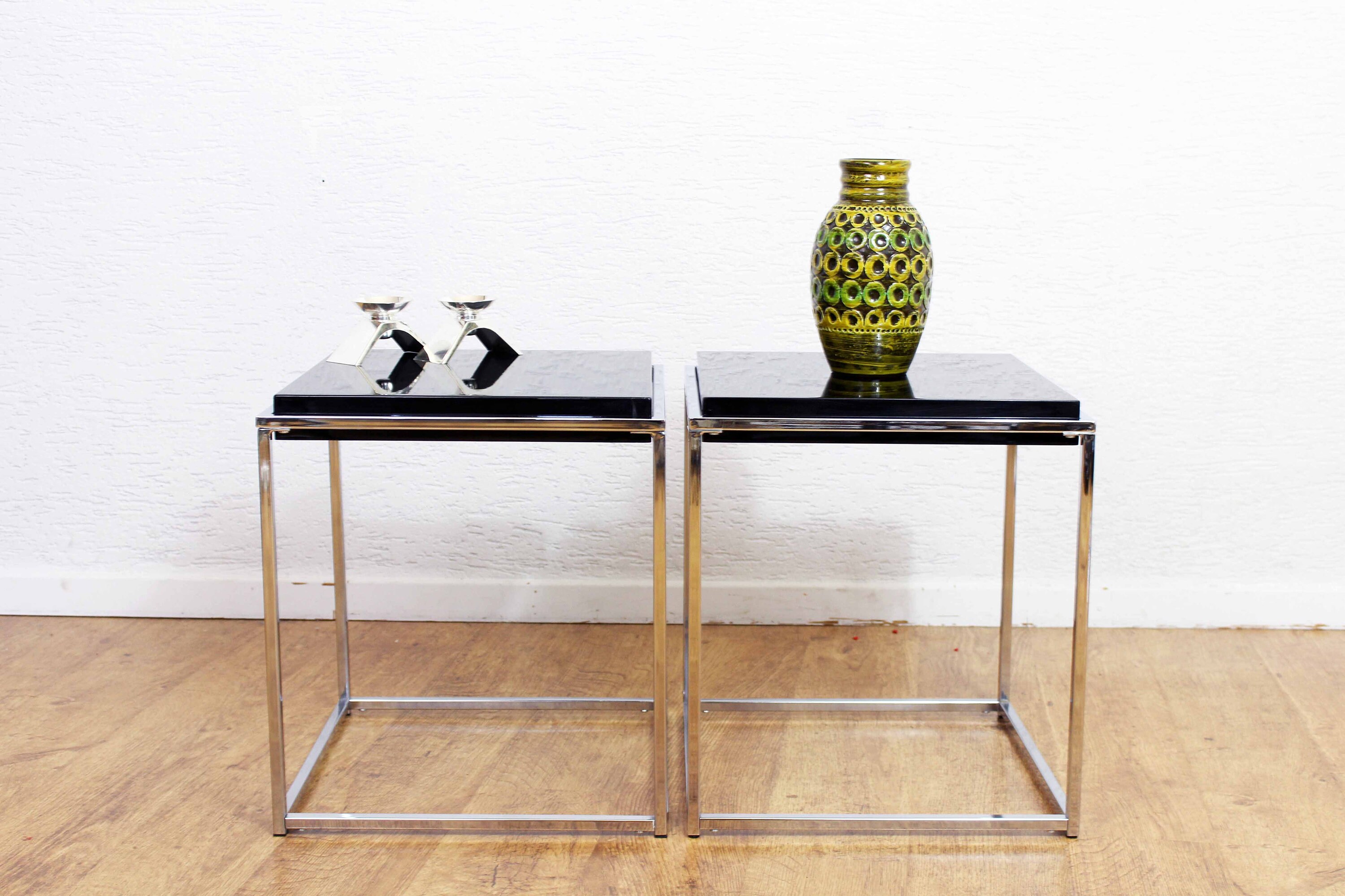 Pair of Modular Side Tables in Chromed Metal 80s - Etsy