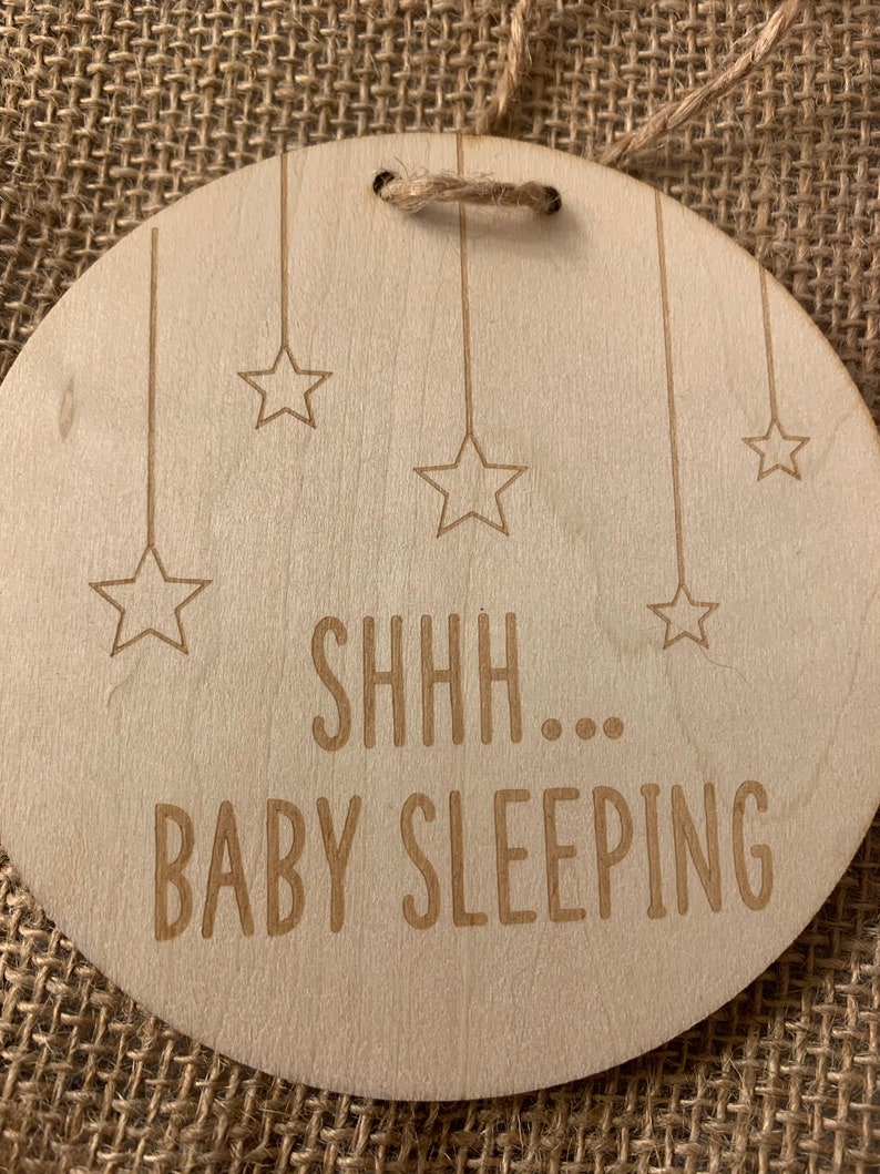 The Baby is Sleeping Sign, Nursery Door Hanger, Baby Sleeping Door Sign ...