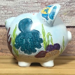 Large Hand-painted Under the Sea Ceramic Piggy Bank, Personalized With ...