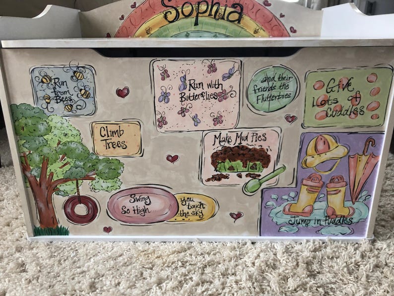 Whimsical Rhyme Time Wooden Toy Box, Hand-painted and Personalized for ...