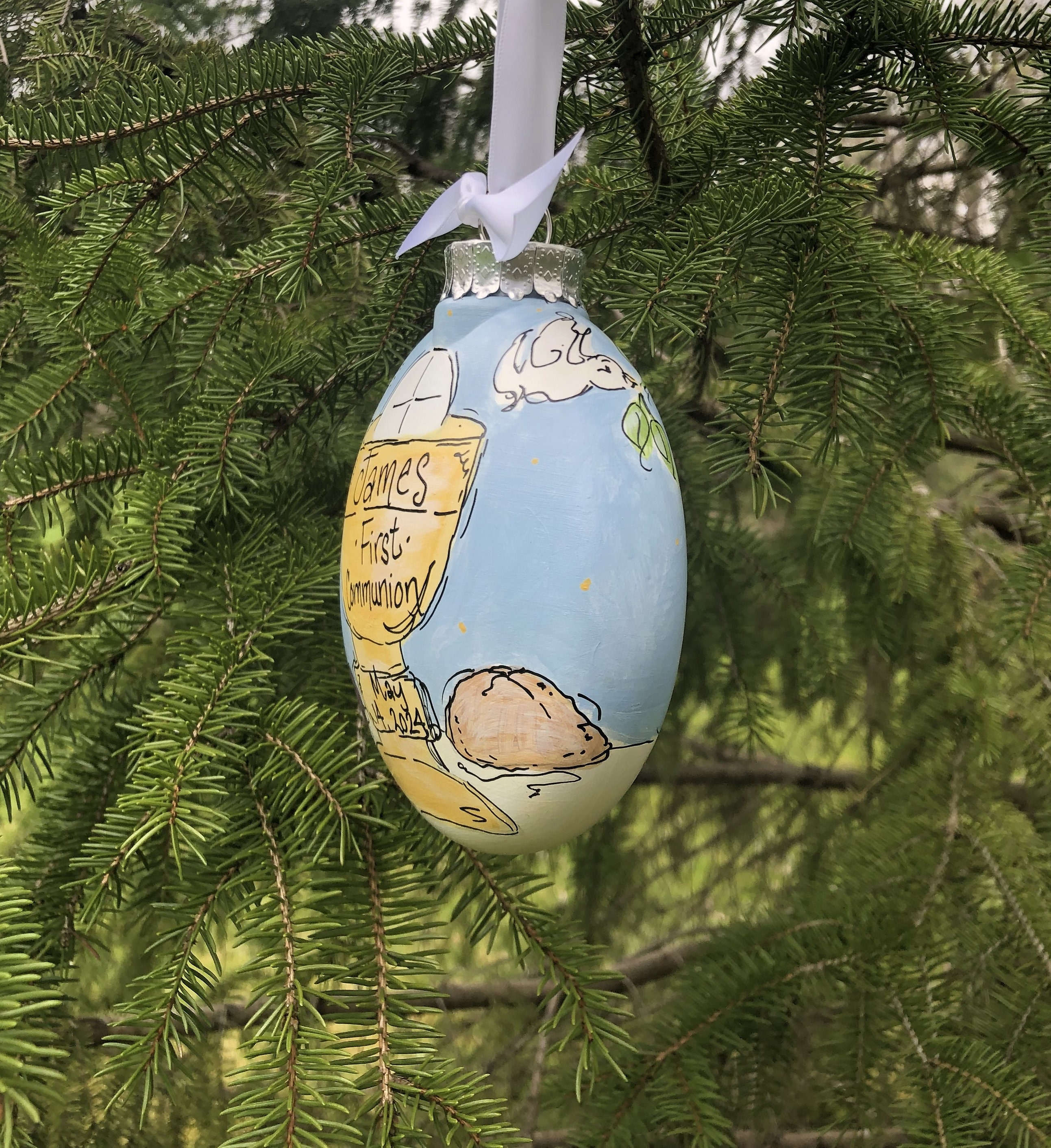 Personalized Boy Communion Hand-painted on a Plastic Disc Ornament ...