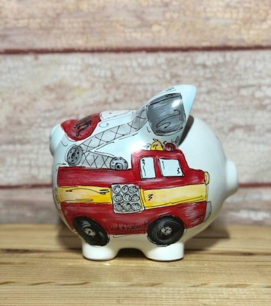 Large Personalized Ceramic Firefighter Piggy Bank With Badge, Helmet ...