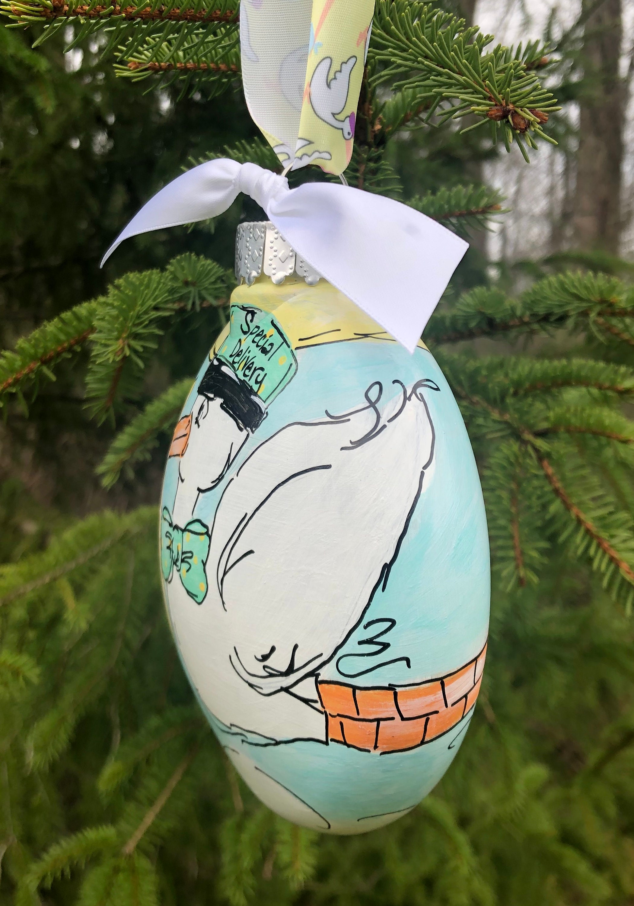 Personalized Gender Neutral Flying Stork Birth Notification Ornament ...