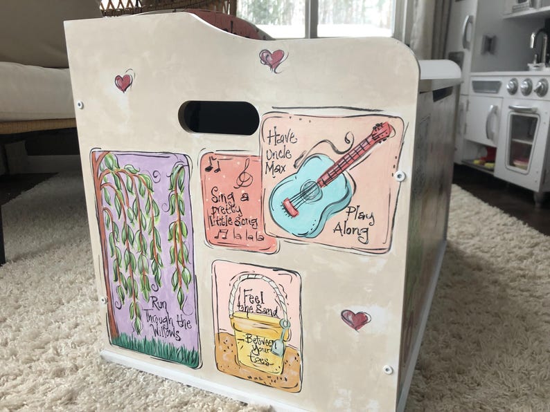 Whimsical Rhyme Time Wooden Toy Box, Hand-painted and Personalized for ...