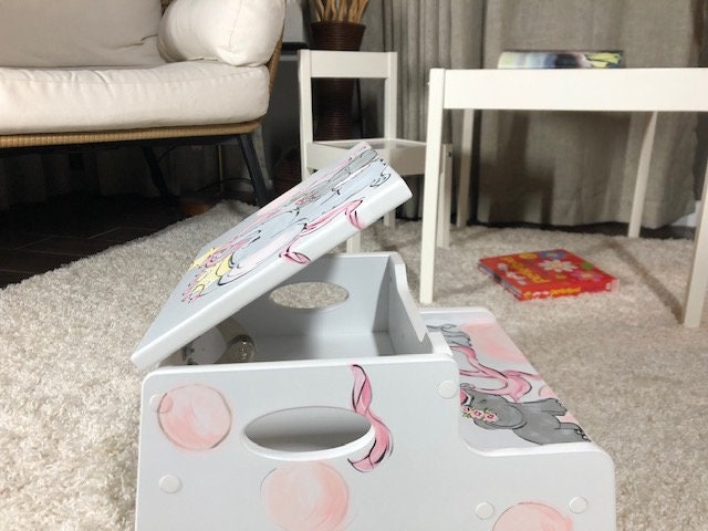 Home & Living Elephant Princess Hand-painted Personalizable Wooden Step ...