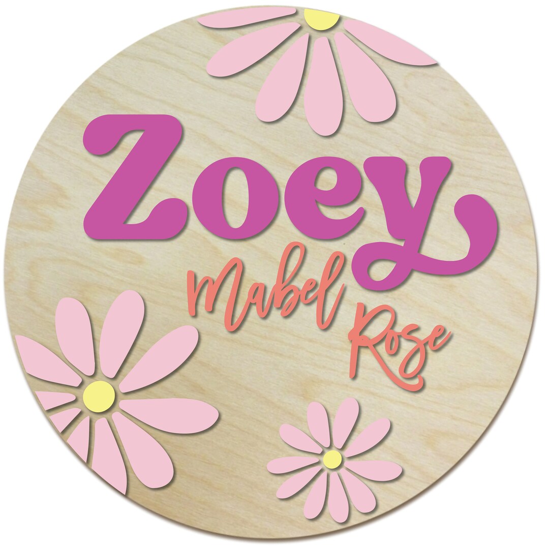 Daisy Sign With Custom Name, Ladybug Sign, Round 3D Wooden Name Sign ...