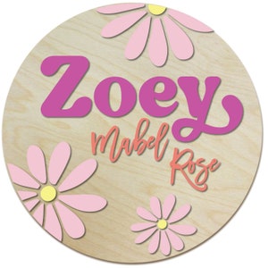 Daisy Sign With Custom Name, Ladybug Sign, Round 3D Wooden Name Sign ...
