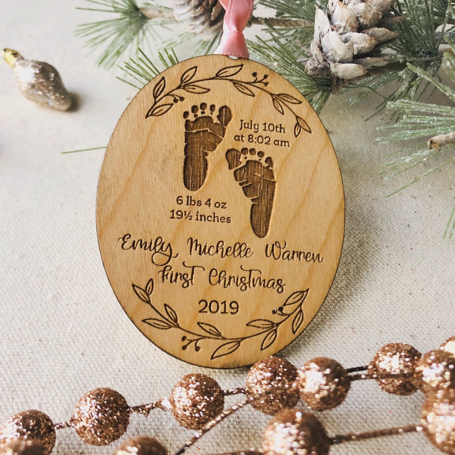 Personalized Baby's First Christmas Ornament With Feet - Etsy