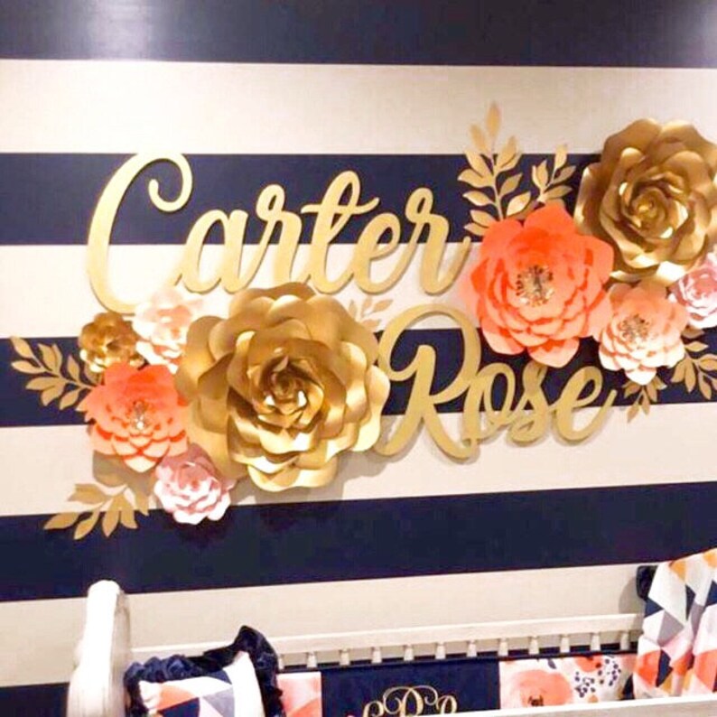 Cutout Name Signs Two Names gold bold nursery decor | Etsy