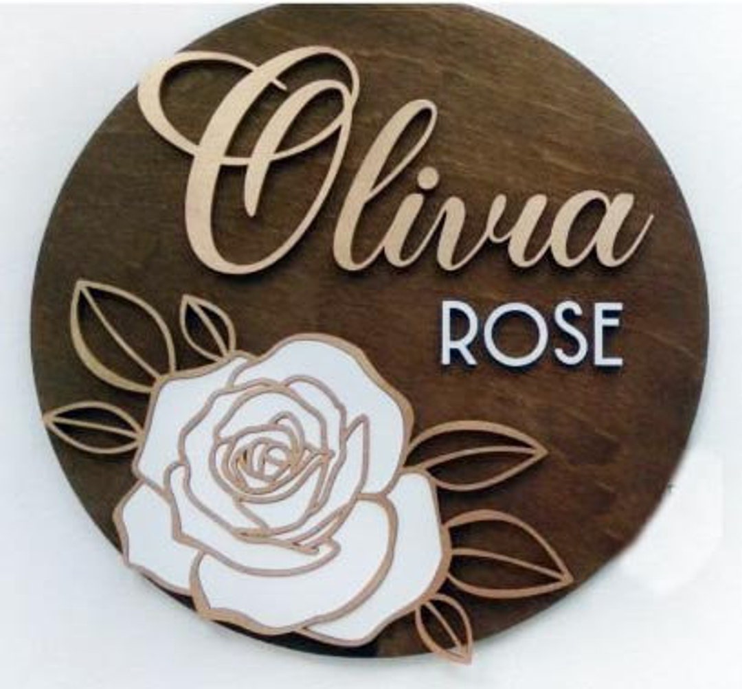 Flower Name Sign Nursery, Wooden Name Sign, Baby Girl Gift Personalized ...