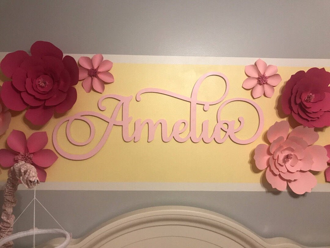 Personalized Calligraphy Name Sign - Pink Name Sign - Nursery Name Sign ...