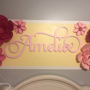 Personalized Calligraphy Name Sign - Pink Name Sign - Nursery Name Sign ...
